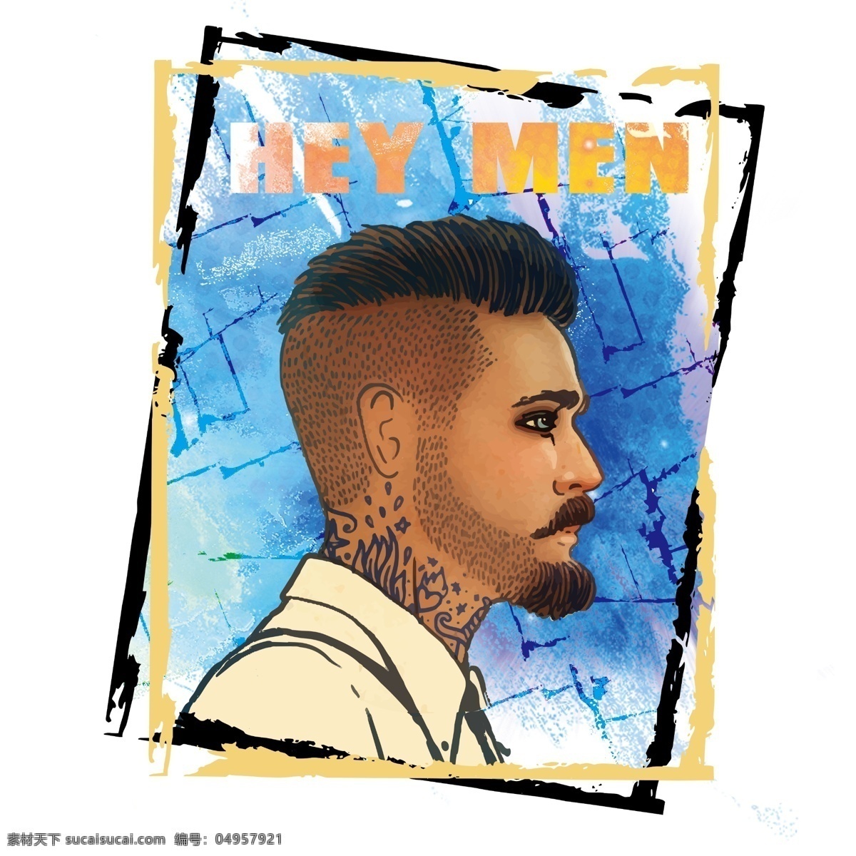 T恤印花图案HEYMEN素材图片下载-素材编号04957921-素材天下图库