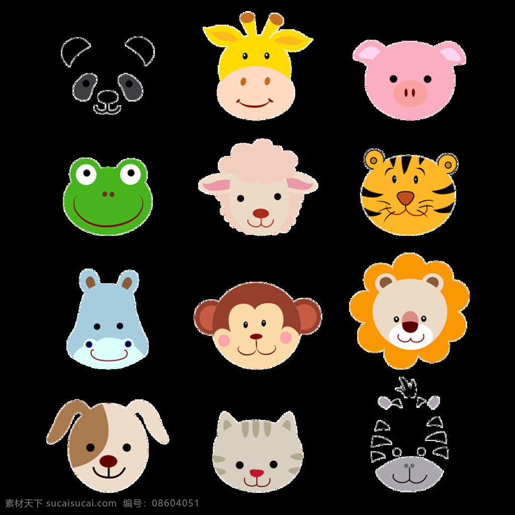 卡通动物头像素材图片下载-素材编号08604051-素材天下图库
