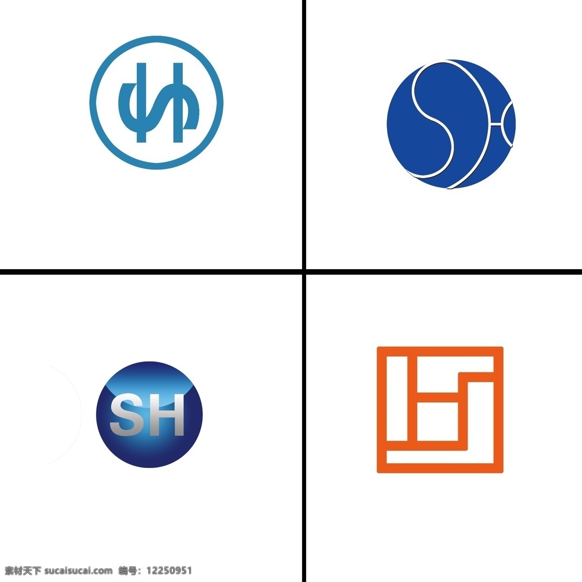 SH的LOGO设计组合素材图片下载-素材编号12250951-素材天下图库